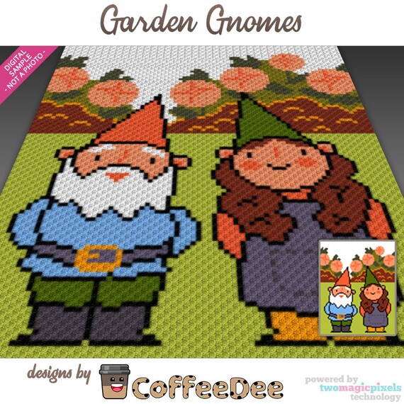 Garden Gnomes Graph for Crochet c2c Mini C2c Sc Hdc Dc | Etsy