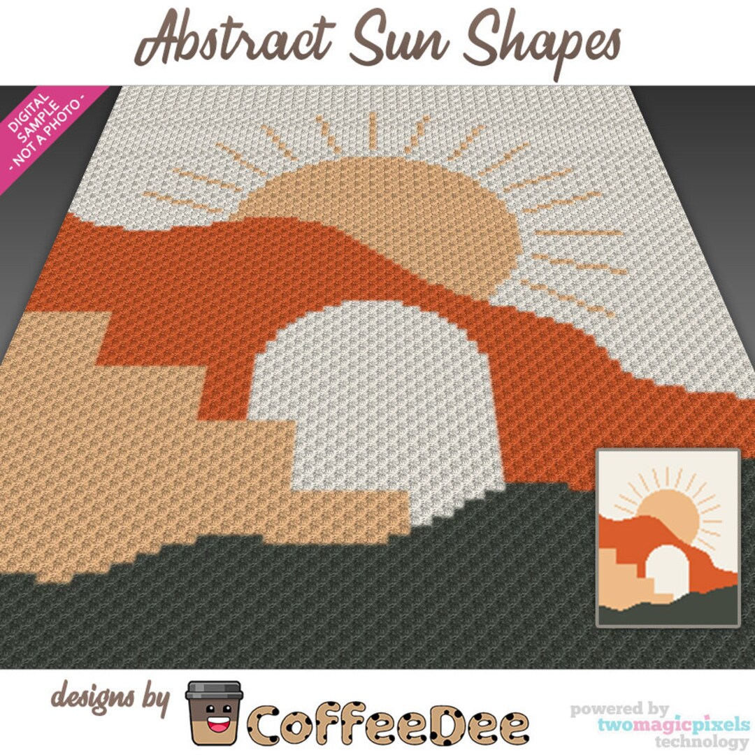 Abstract Sun Shapes Graph for Crochet c2c, Mini C2c, Sc, Hdc, Dc, Tss ...
