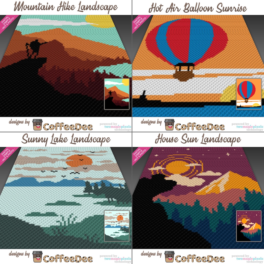 Nature Landscapes Bundle Graphs for Crochet (c2c, Mini C2c, Sc, Hdc, Dc ...