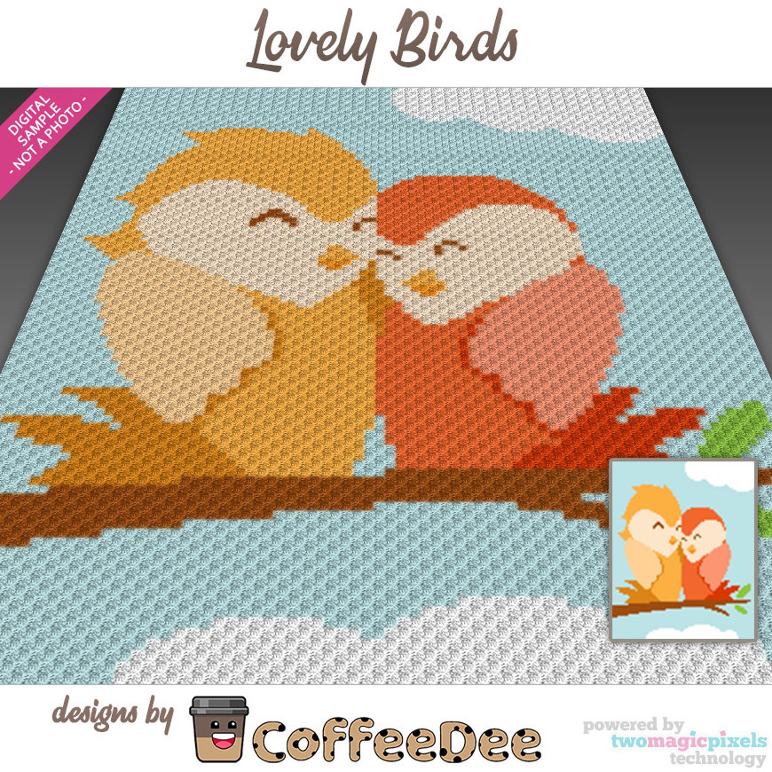 Lovely Birds Graph for Crochet (c2c, Mini C2c, Sc, Hdc, Dc, Tss), Cross ...