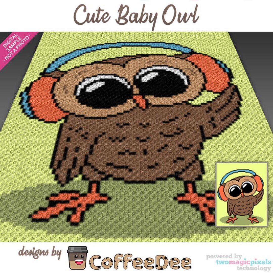 Cute Baby Owl Graph for Crochet (c2c, Mini C2c, Sc, Hdc, Dc, Tss ...