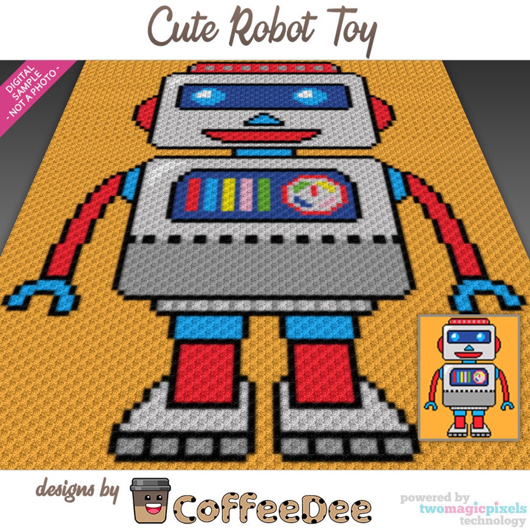 Cute Robot Toy Graph for Crochet (c2c, Mini C2c, Sc, Hdc, Dc, Tss ...