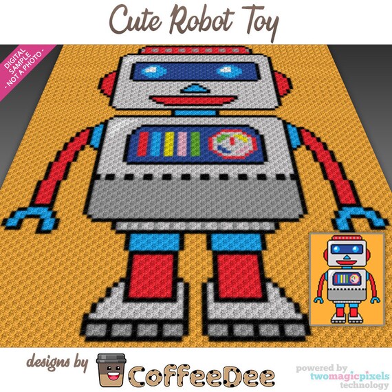 Cute Robot Toy Graph for Crochet c2c Mini C2c Sc Hdc Dc - Etsy