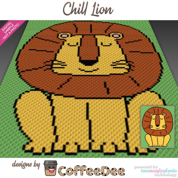 Chill Lion Graph for Crochet c2c Mini C2c Sc Hdc Dc - Etsy
