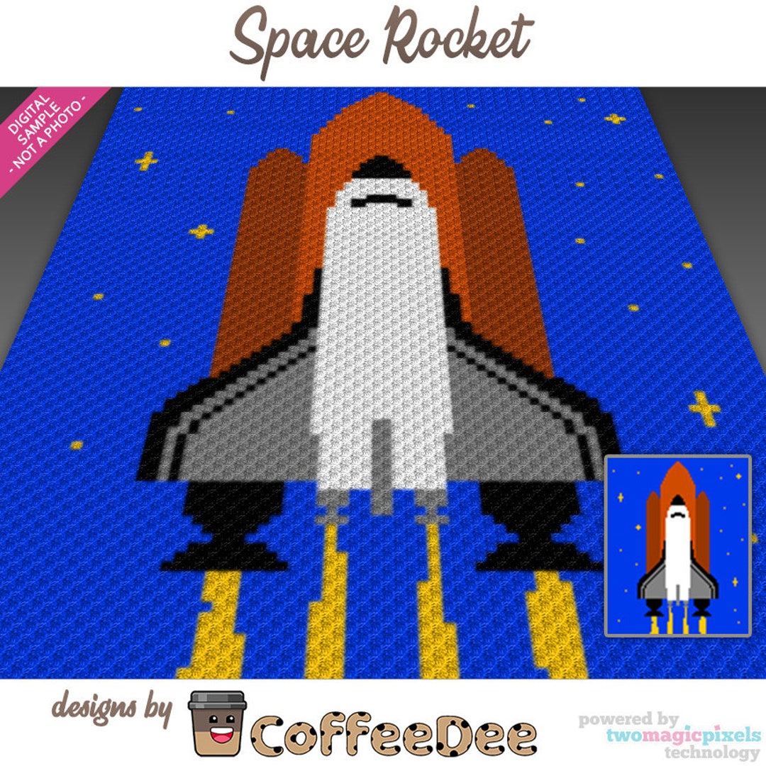 Space Rocket Graph for Crochet (c2c, Mini C2c, Sc, Hdc, Dc, Tss), Cross ...