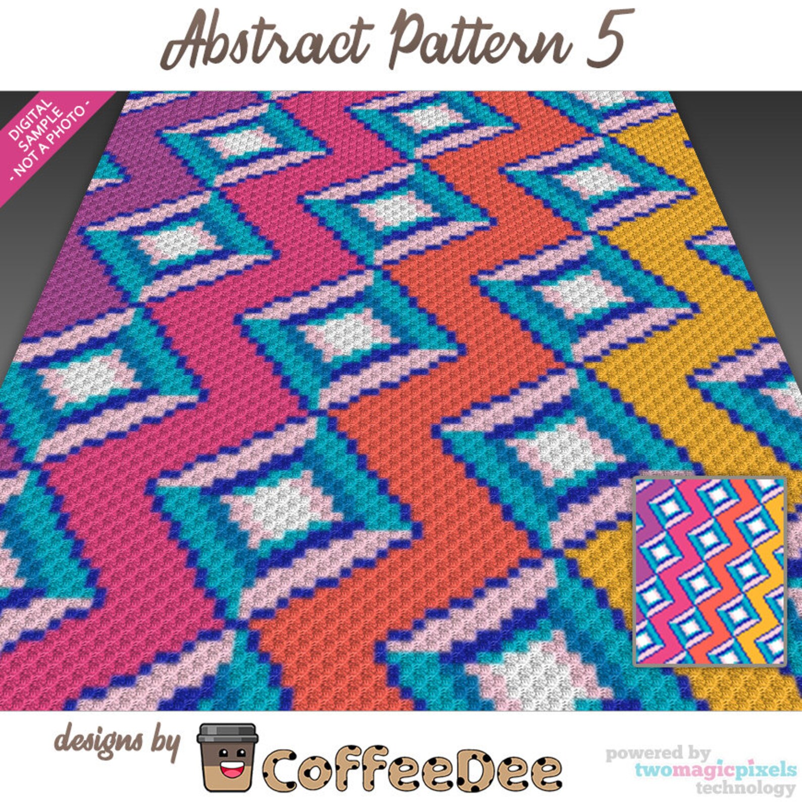 Abstract Pattern 5 Graph for Crochet c2c, Mini C2c, Sc, Hdc, Dc, Tss ...