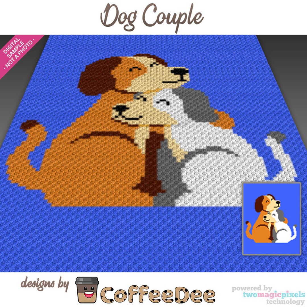 Dog Couple Graph for Crochet (c2c, Mini C2c, Sc, Hdc, Dc, Tss), Cross ...