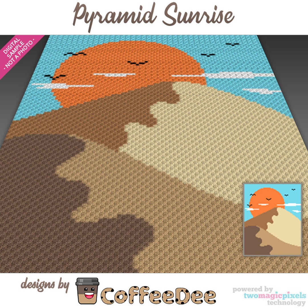 Pyramid Sunrise Graph for Crochet c2c, Mini C2c, Sc, Hdc, Dc, Tss ...