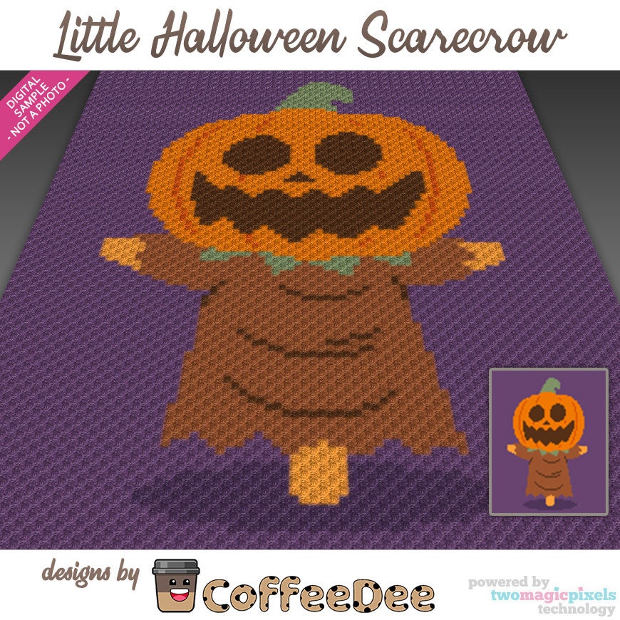 Little Halloween Scarecrow Graph for Crochet (c2c, Mini C2c, Sc, Hdc ...