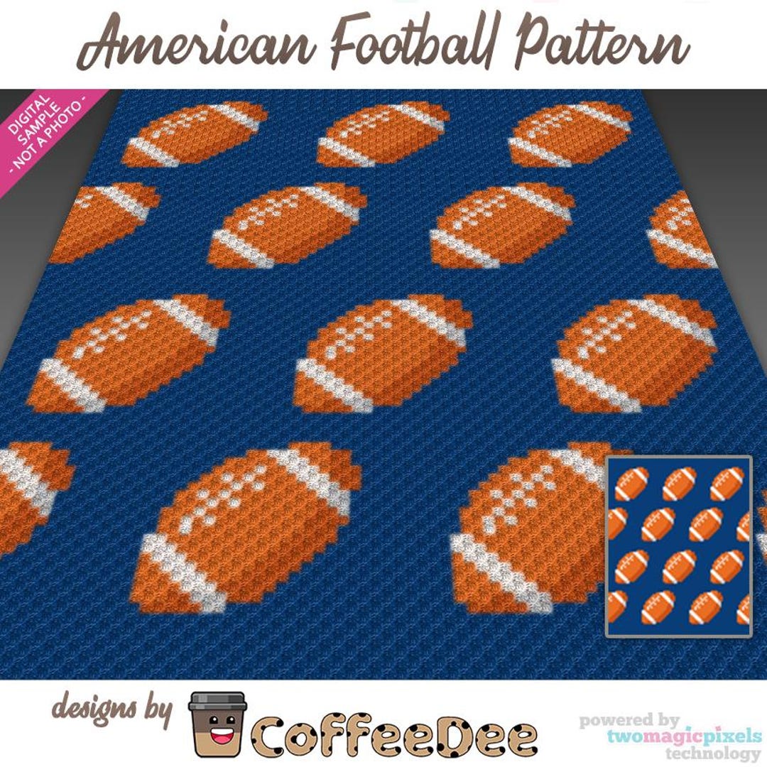 American Football Pattern Graph for Crochet (c2c, Mini C2c, Sc, Hdc, Dc ...
