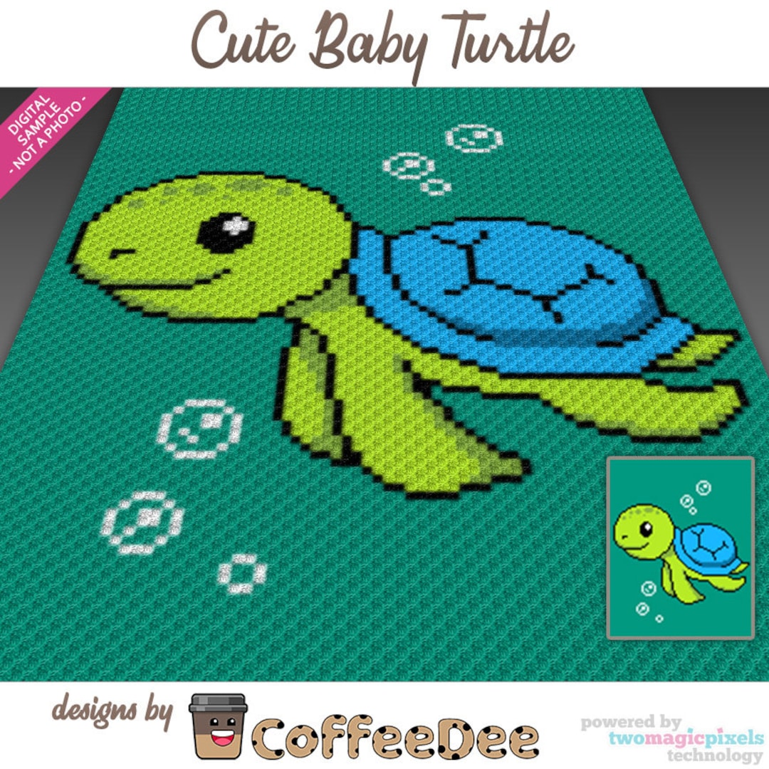 Cute Baby Turtle Graph for Crochet (c2c, Mini C2c, Sc, Hdc, Dc, Tss ...
