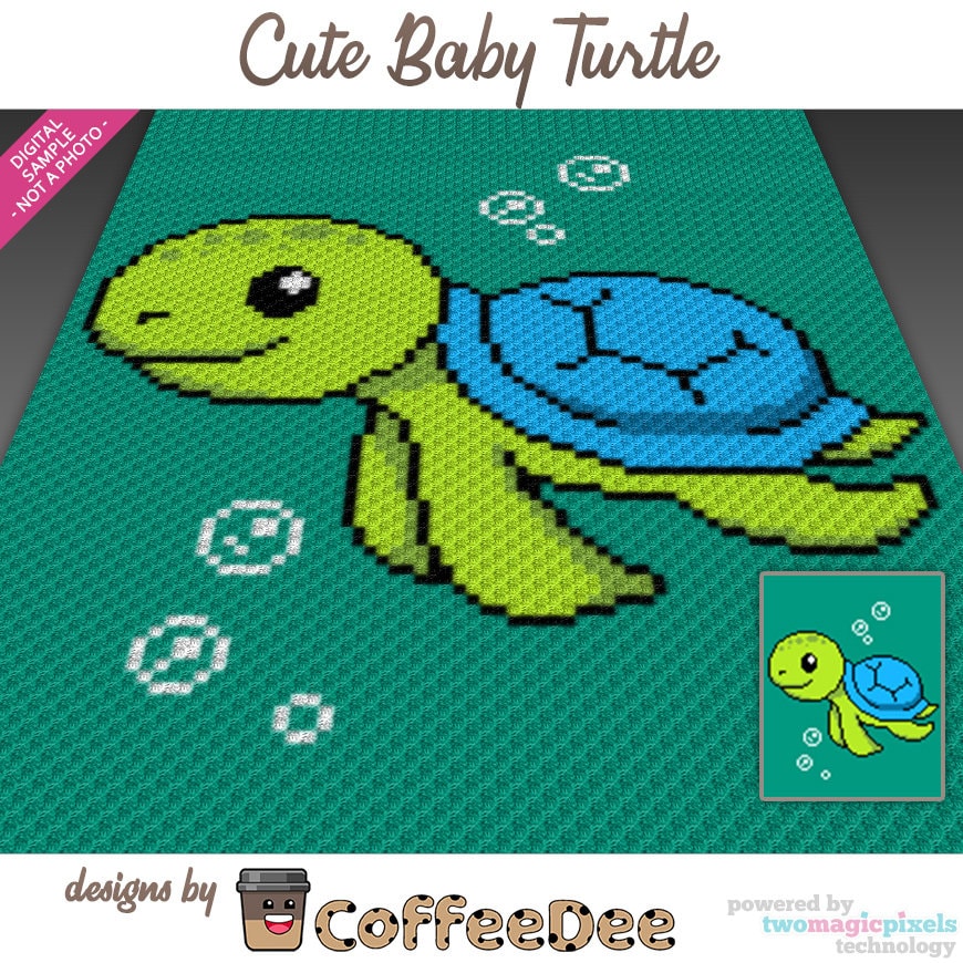 Cute Baby Turtle Graph for Crochet (c2c, Mini C2c, Sc, Hdc, Dc, Tss ...