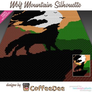 Wolf Mountain Silhouette Graph for Crochet (c2c, Mini C2c, Sc, Hdc, Dc ...