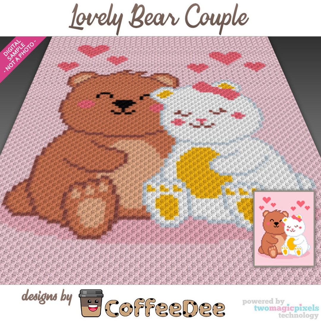 Lovely Bear Couple Graph for Crochet (c2c, Mini C2c, Sc, Hdc, Dc, Tss ...