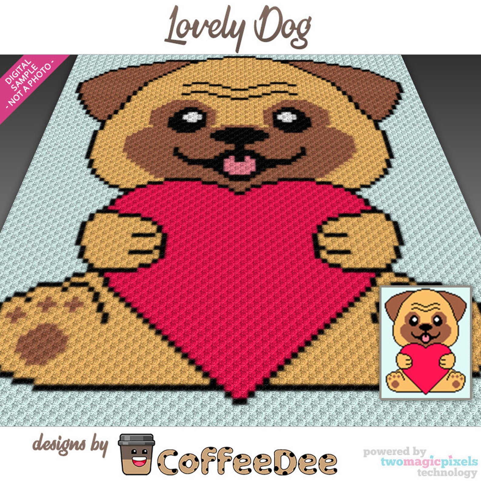Lovely Dog Graph for Crochet c2c, Mini C2c, Sc, Hdc, Dc, Tss, Cross ...