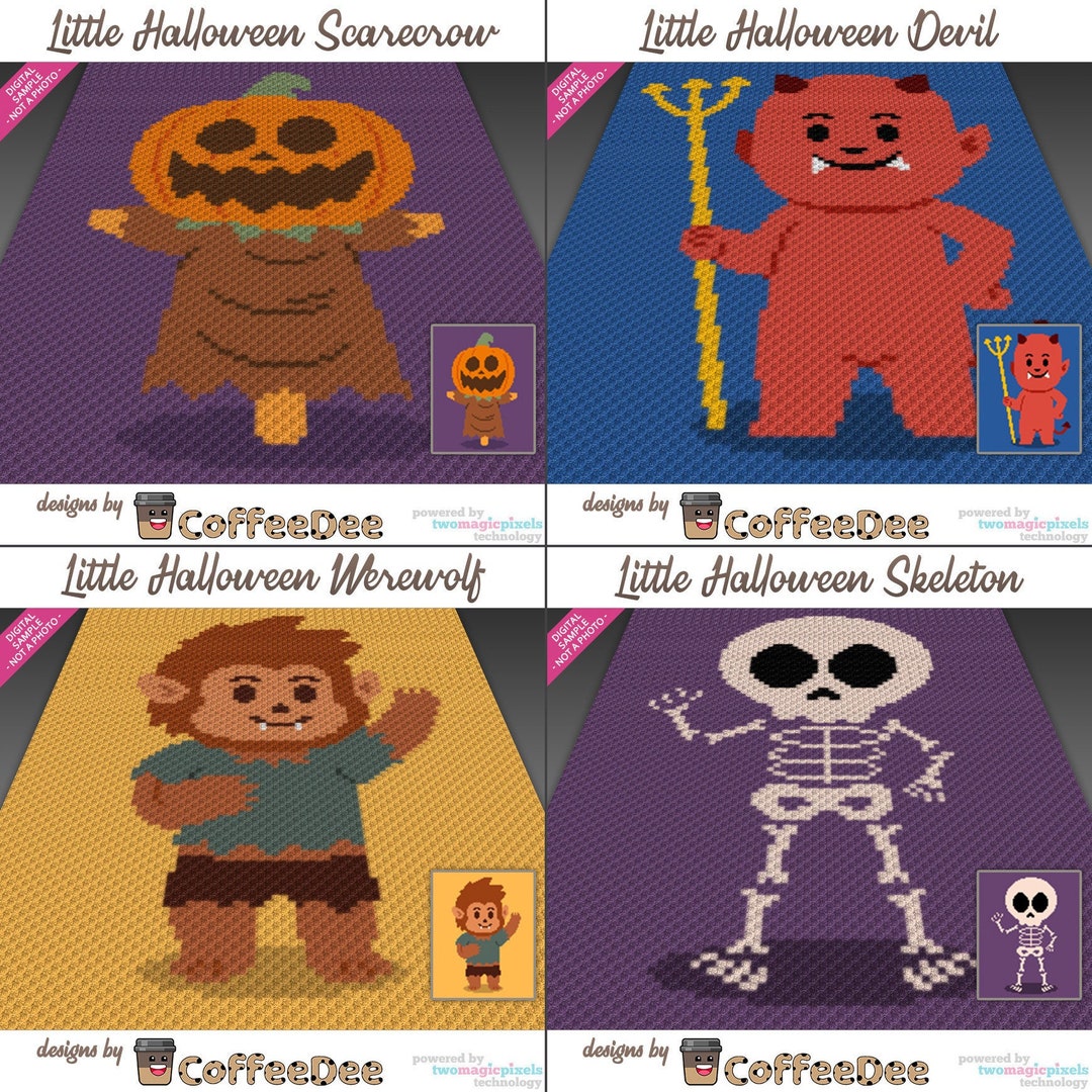 Little Halloween Bundle Graphs for Crochet c2c, Mini C2c, Sc, Hdc, Dc ...