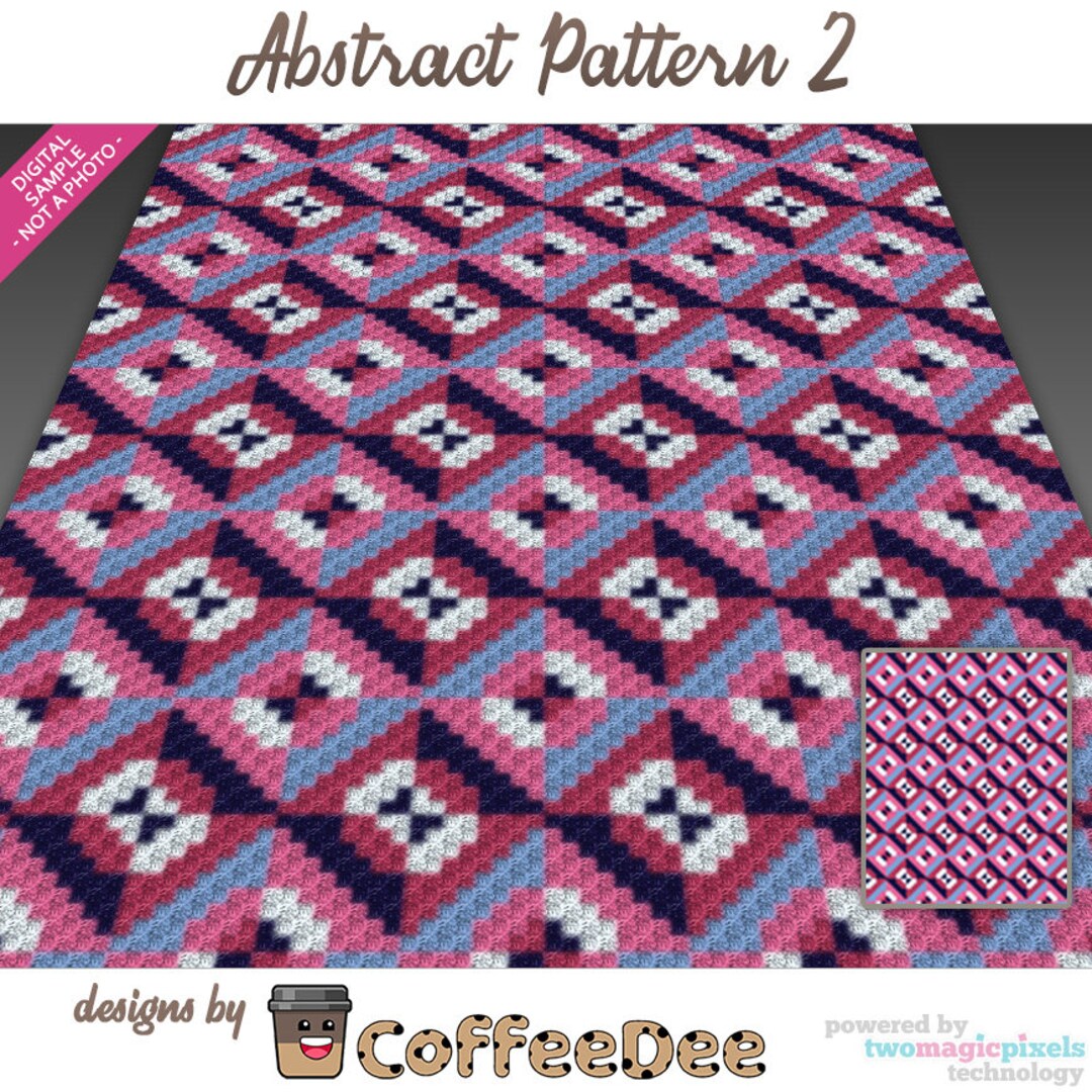 Abstract Pattern 2 Graph for Crochet c2c, Mini C2c, Sc, Hdc, Dc, Tss ...