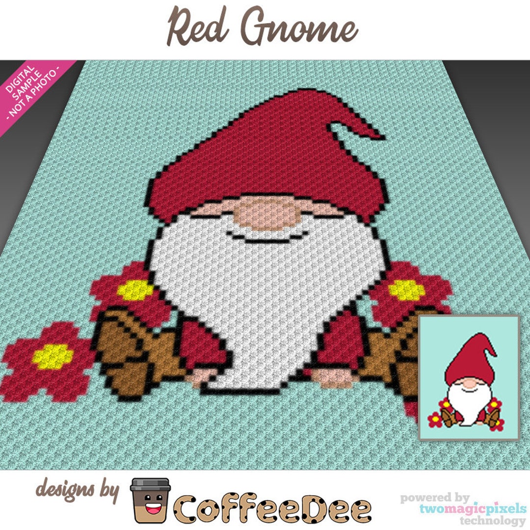 Red Gnome Graph for Crochet (c2c, Mini C2c, Sc, Hdc, Dc, Tss), Cross ...