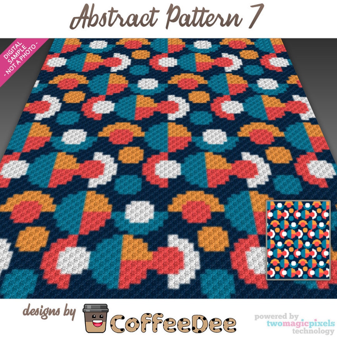 Abstract Pattern 7 Graph for Crochet c2c, Mini C2c, Sc, Hdc, Dc, Tss ...