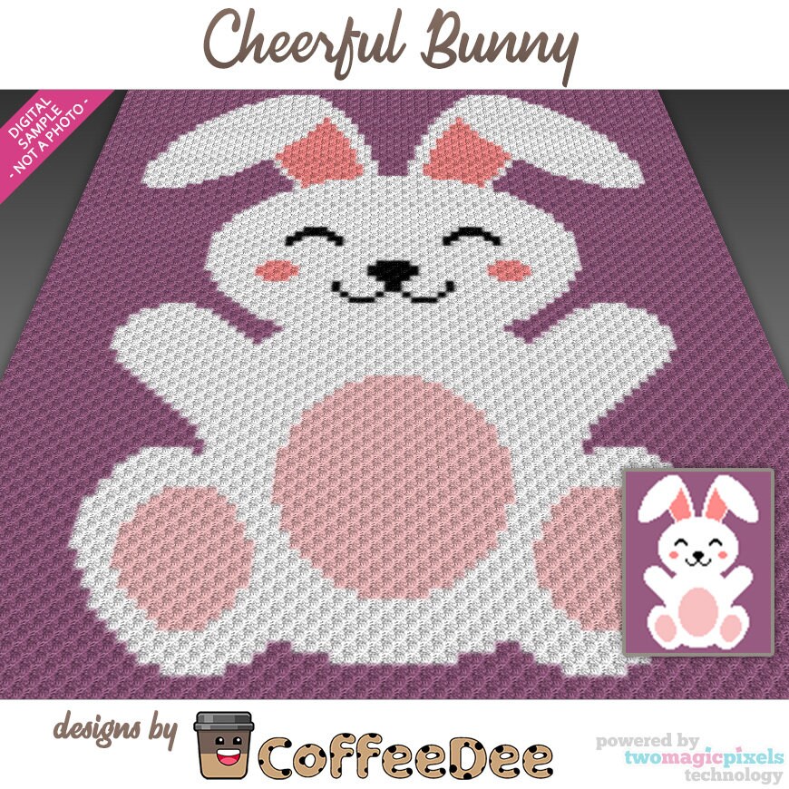 Cheerful Bunny Graph for Crochet (c2c, Mini C2c, Sc, Hdc, Dc, Tss ...