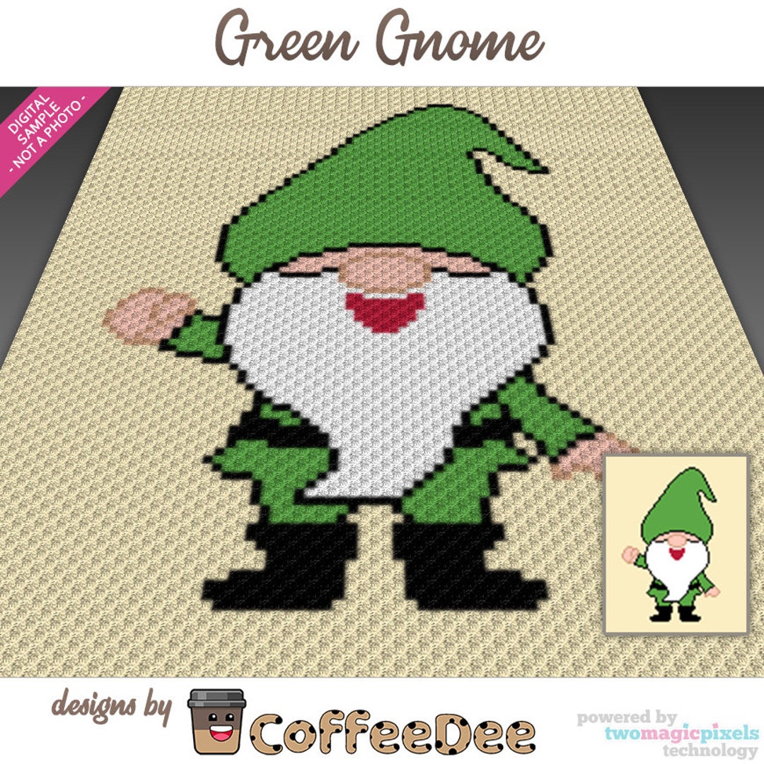 Green Gnome Graph for Crochet (c2c, Mini C2c, Sc, Hdc, Dc, Tss), Cross ...