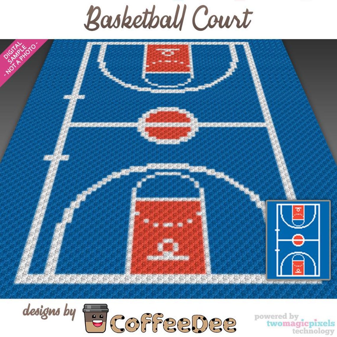 Basketball Court Graph for Crochet (c2c, Mini C2c, Sc, Hdc, Dc, Tss ...