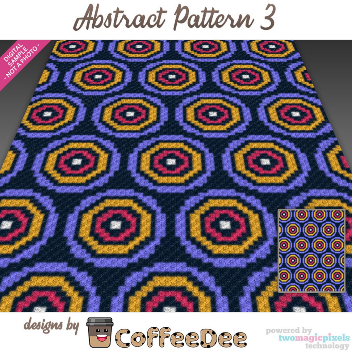 Abstract Pattern 3 Graph for Crochet c2c, Mini C2c, Sc, Hdc, Dc, Tss ...