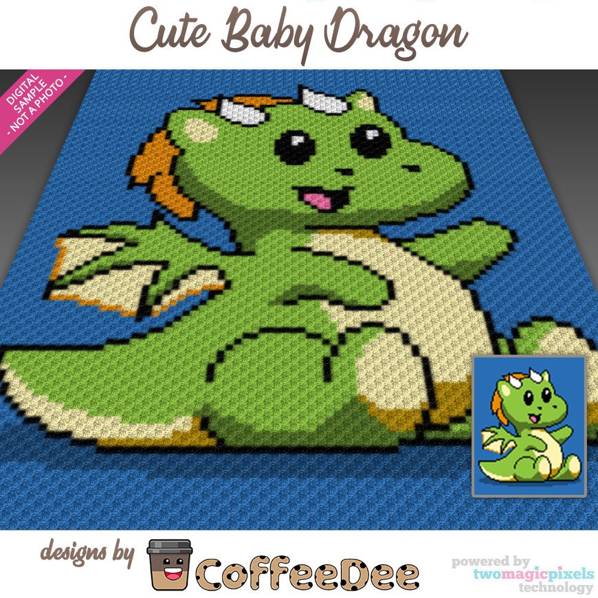 Cute Baby Dragon Graph for Crochet (c2c, Mini C2c, Sc, Hdc, Dc, Tss ...