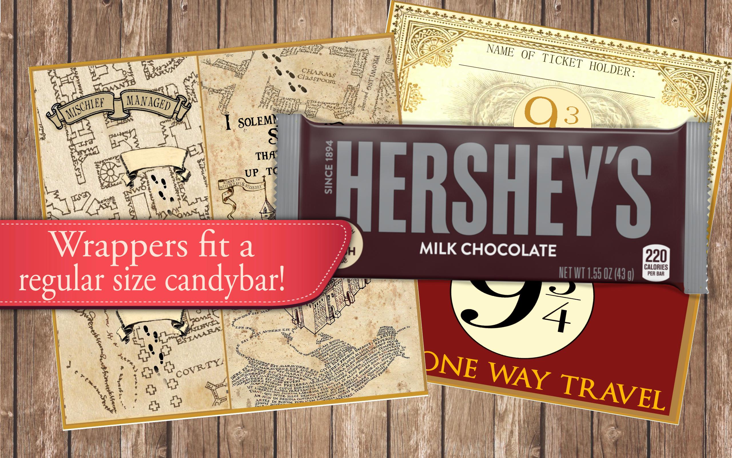 Editable Wizard Candy Bar Wrappers Train Ticket Express And Wizards Map Canva Printable Etsy