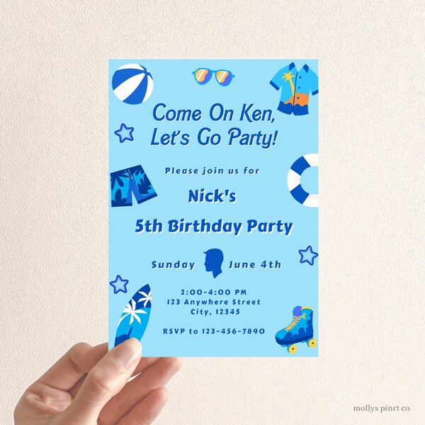 Barbie Ken Birthday Invitations - Etsy