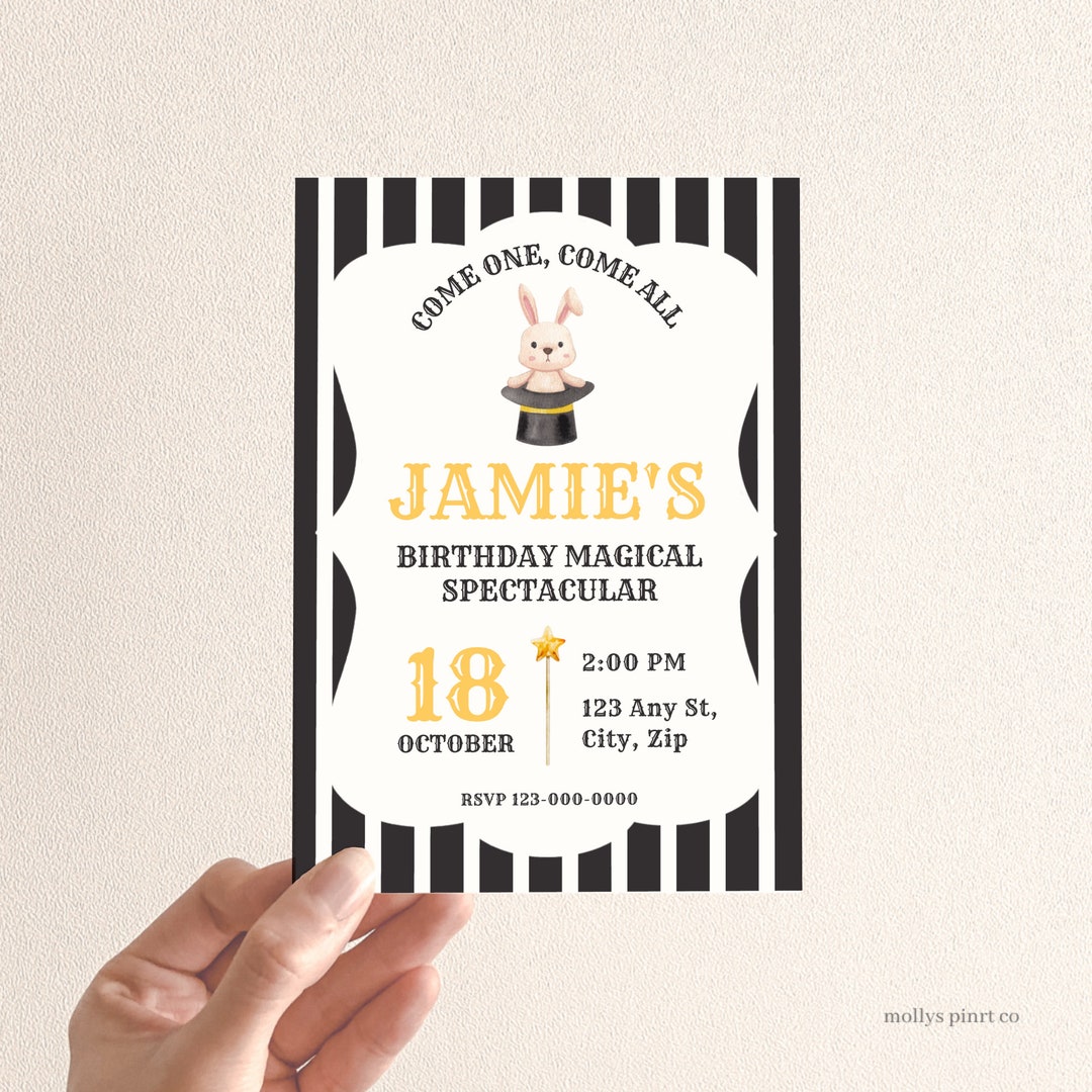 Magician Birthday Party Magician Birthday Invitation - Etsy
