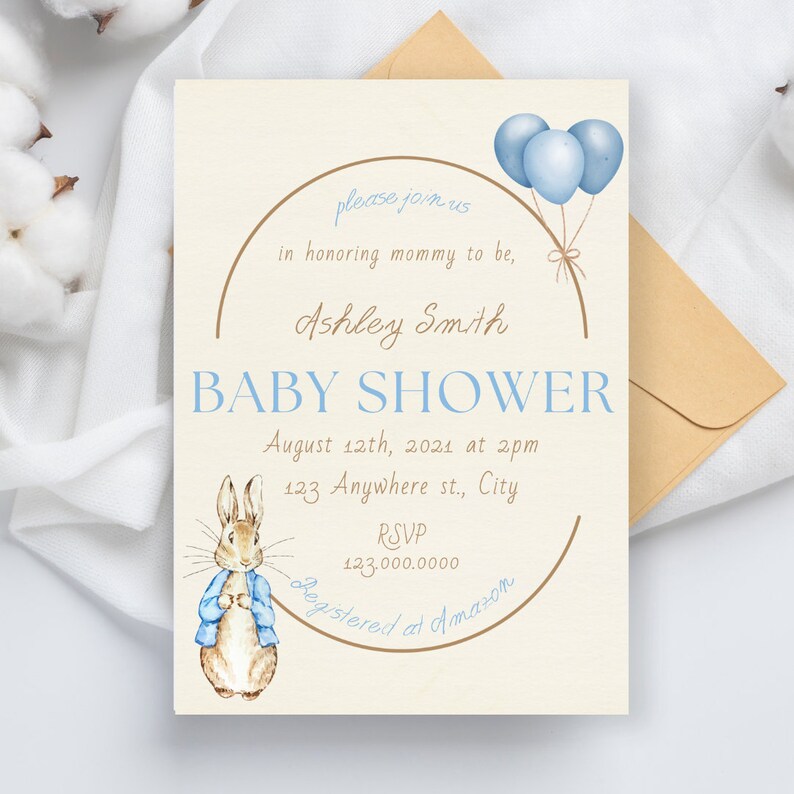 Peter Rabbit Invitation Baby Boy Invitation Peter Rabbit - Etsy