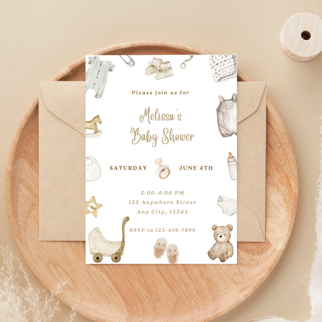 Vintage Baby Shower Invitation Retro Baby Shower Vintage - Etsy