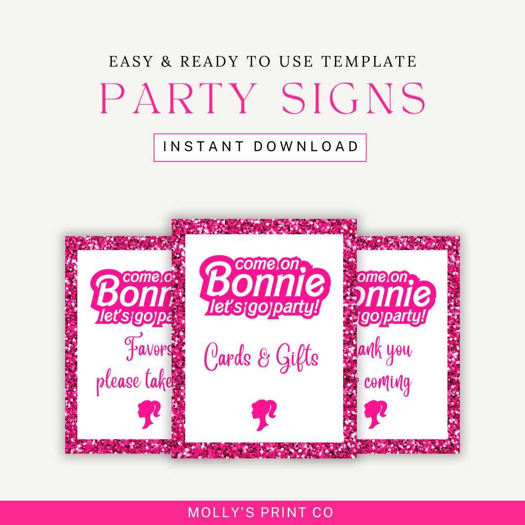 Doll Party Sign Doll Birthday Party Hot Pink Birthday Party - Etsy