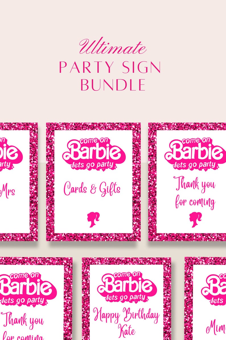 Doll Party Sign Doll Birthday Party Hot Pink Birthday Party - Etsy