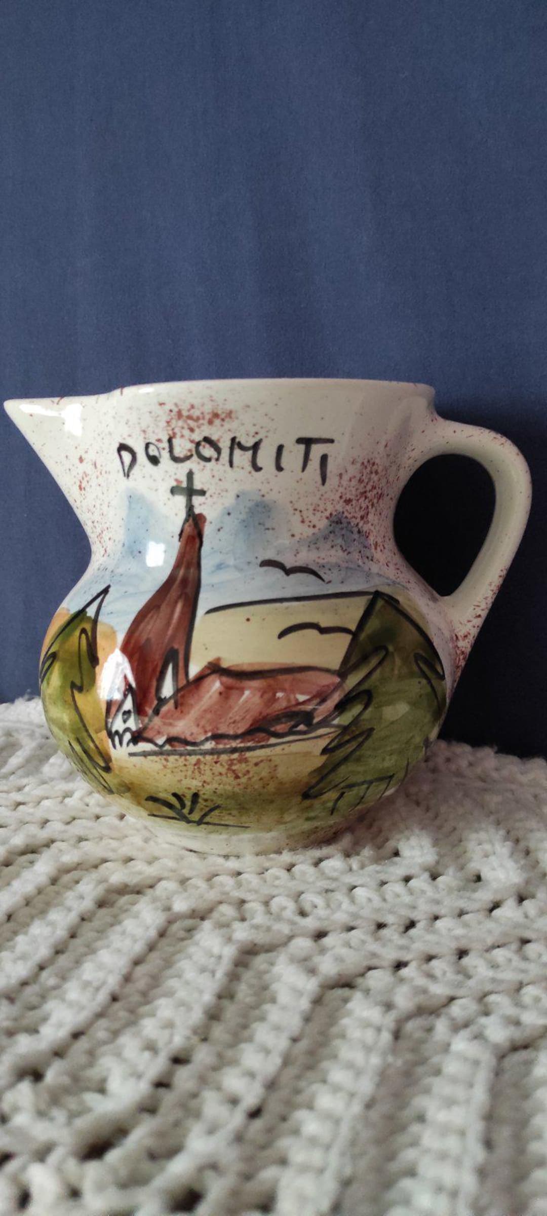 Vintage Tyrolean Ceramic Pitcher "dolomiti"|handcrafted Italian Pottery ...