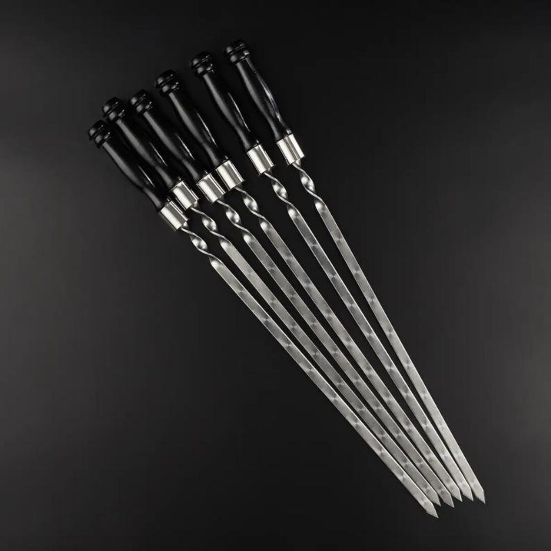Handmade Lyulya Kebab Skewers Set | Stainless Steel & Wooden Handles ...