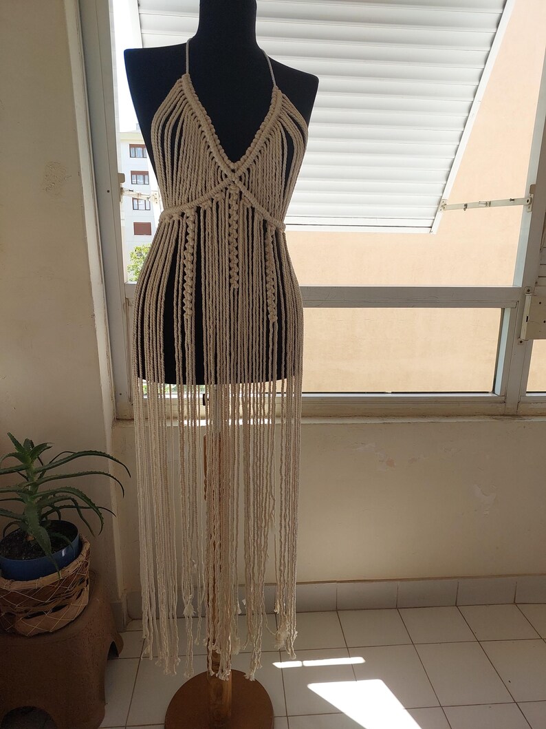 Macrame Handmade Macrame Dress – Boho Festival Outfit – Knotted Cotton ...
