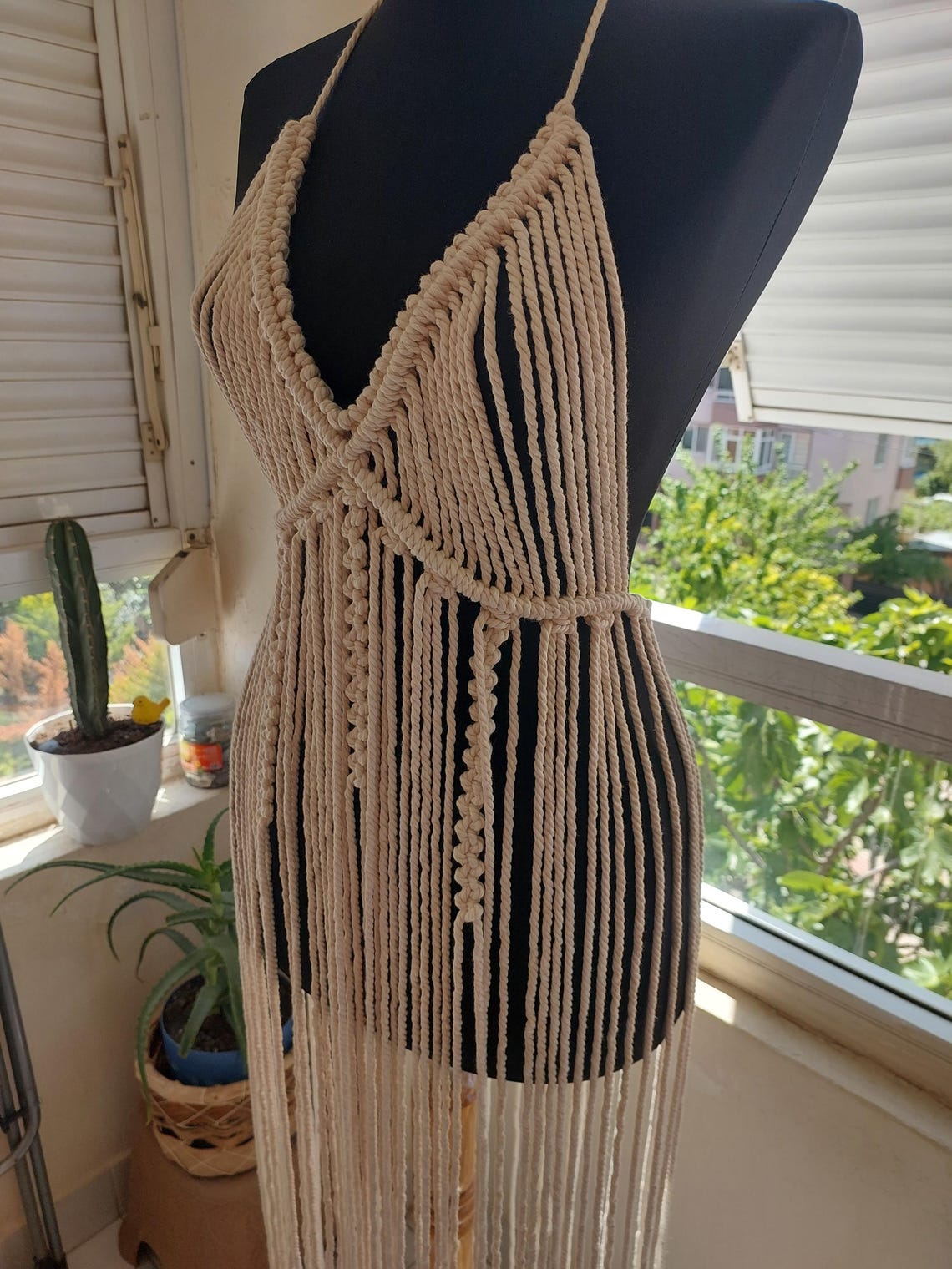 Macrame Handmade Macrame Dress – Boho Festival Outfit – Knotted Cotton ...
