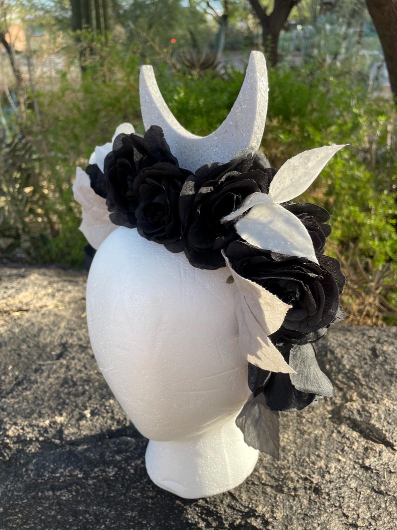 Lunar Shadow Headdress With Sparkling Crescent Moon| Head Accessory ...