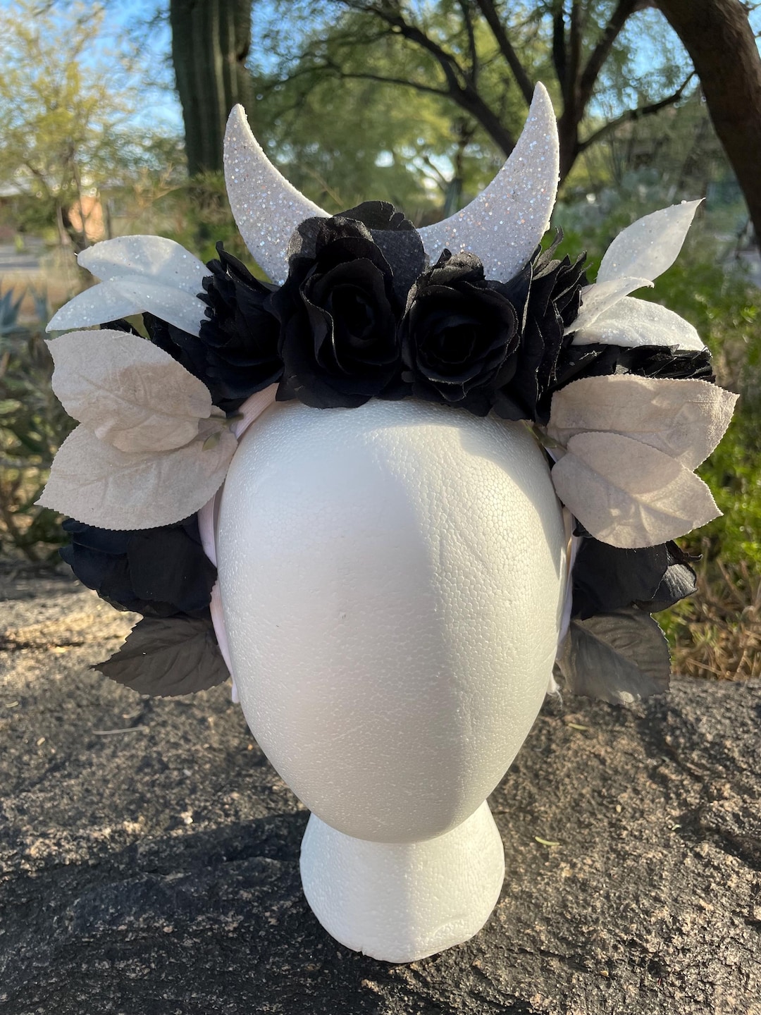 Lunar Shadow Headdress With Sparkling Crescent Moon| Head Accessory ...