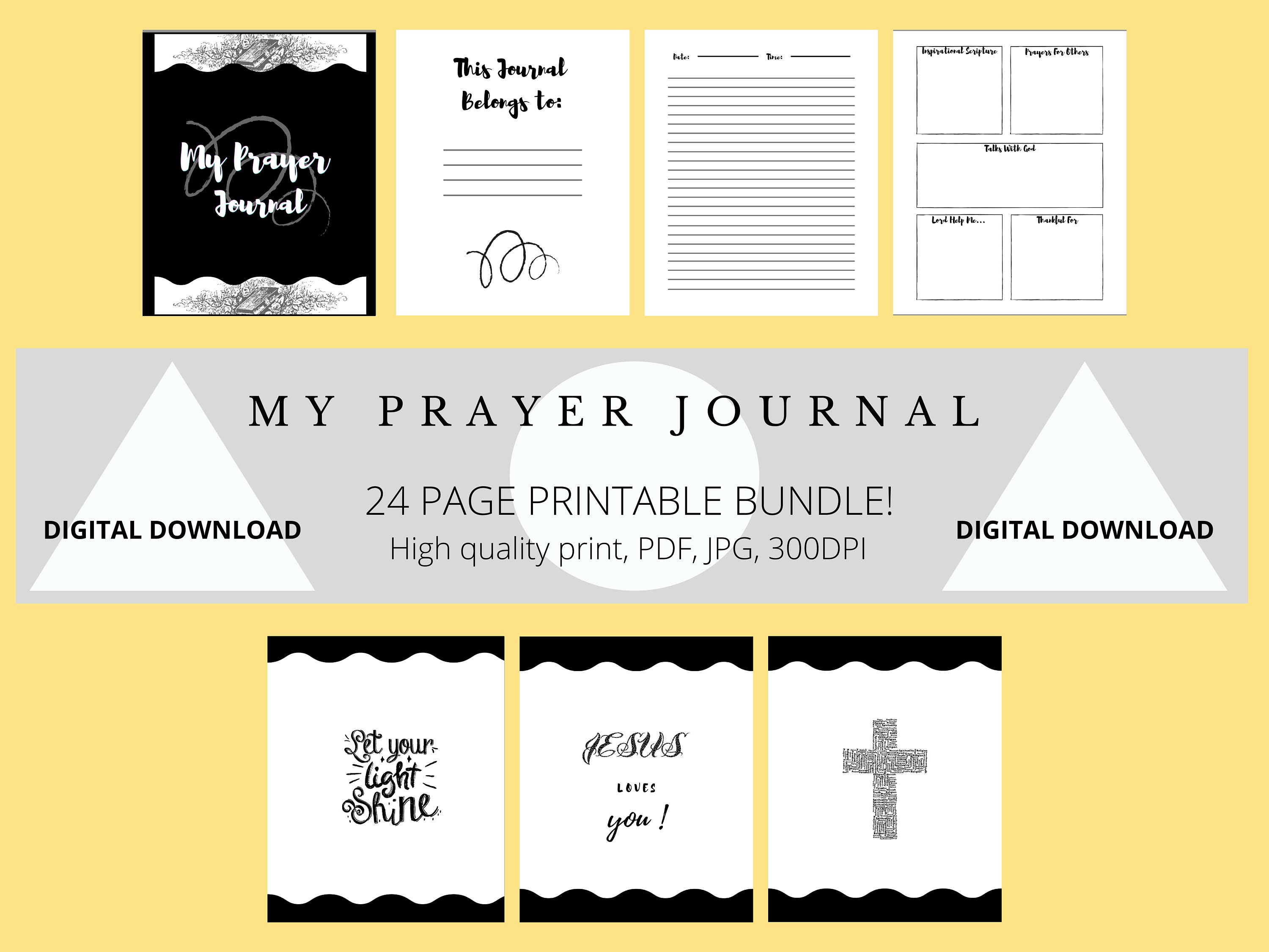 Prayer Journal Printable Bundle Inspirational Quotes Daily Journal