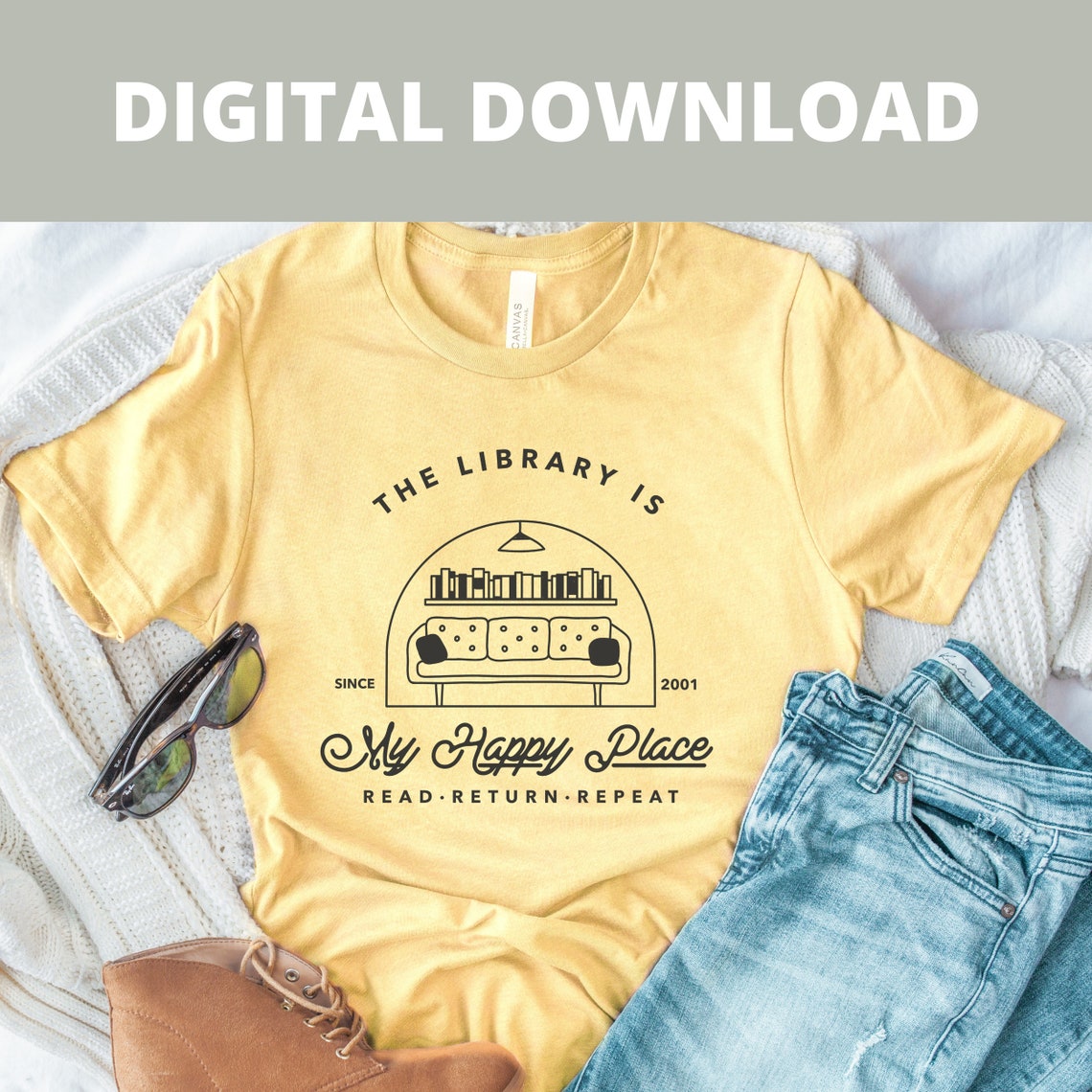 Library PNG Librarian PNG Read Return Repeat Book Lover - Etsy