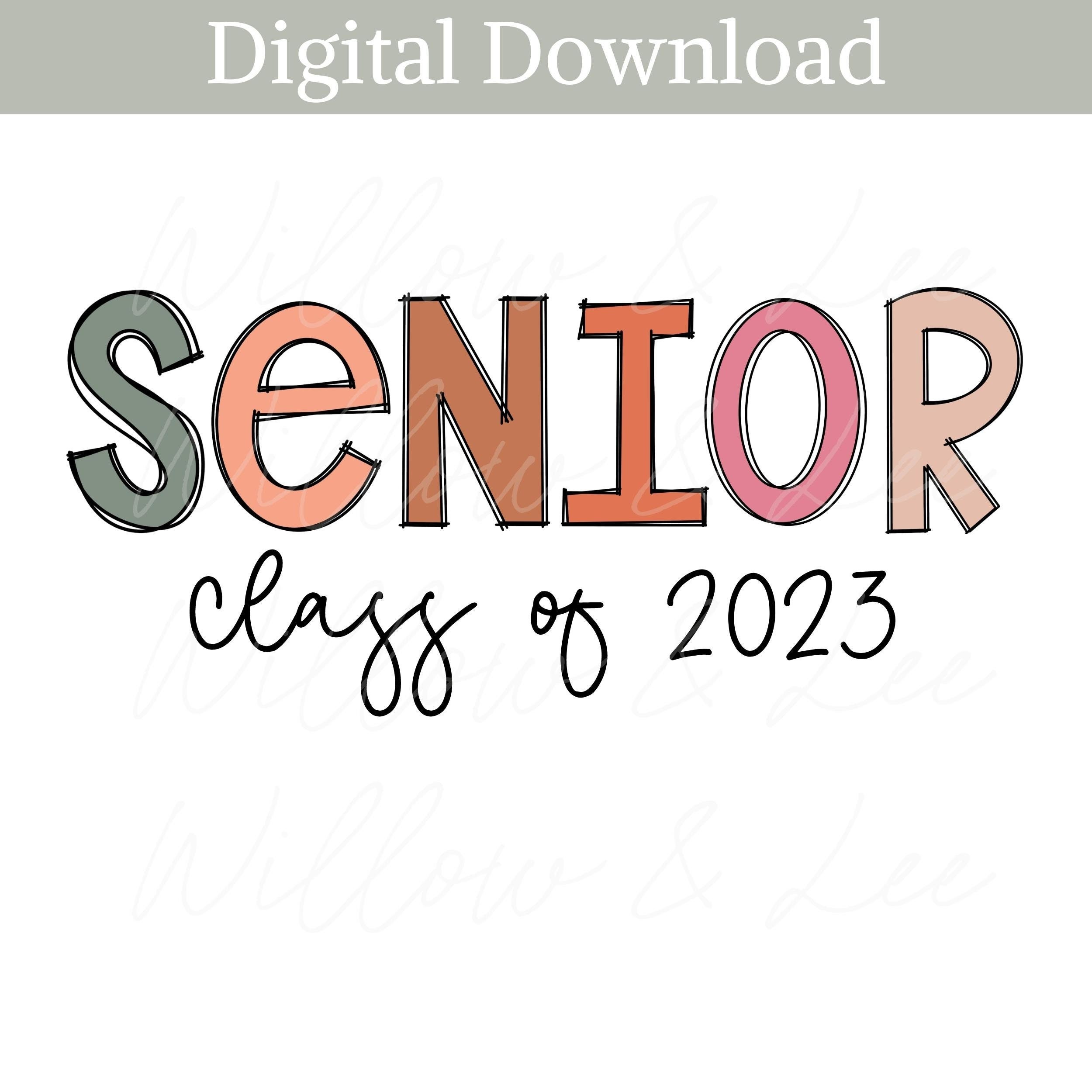 Senior 2023 Png Senior Block Letter Senior Outline Font Png - Etsy