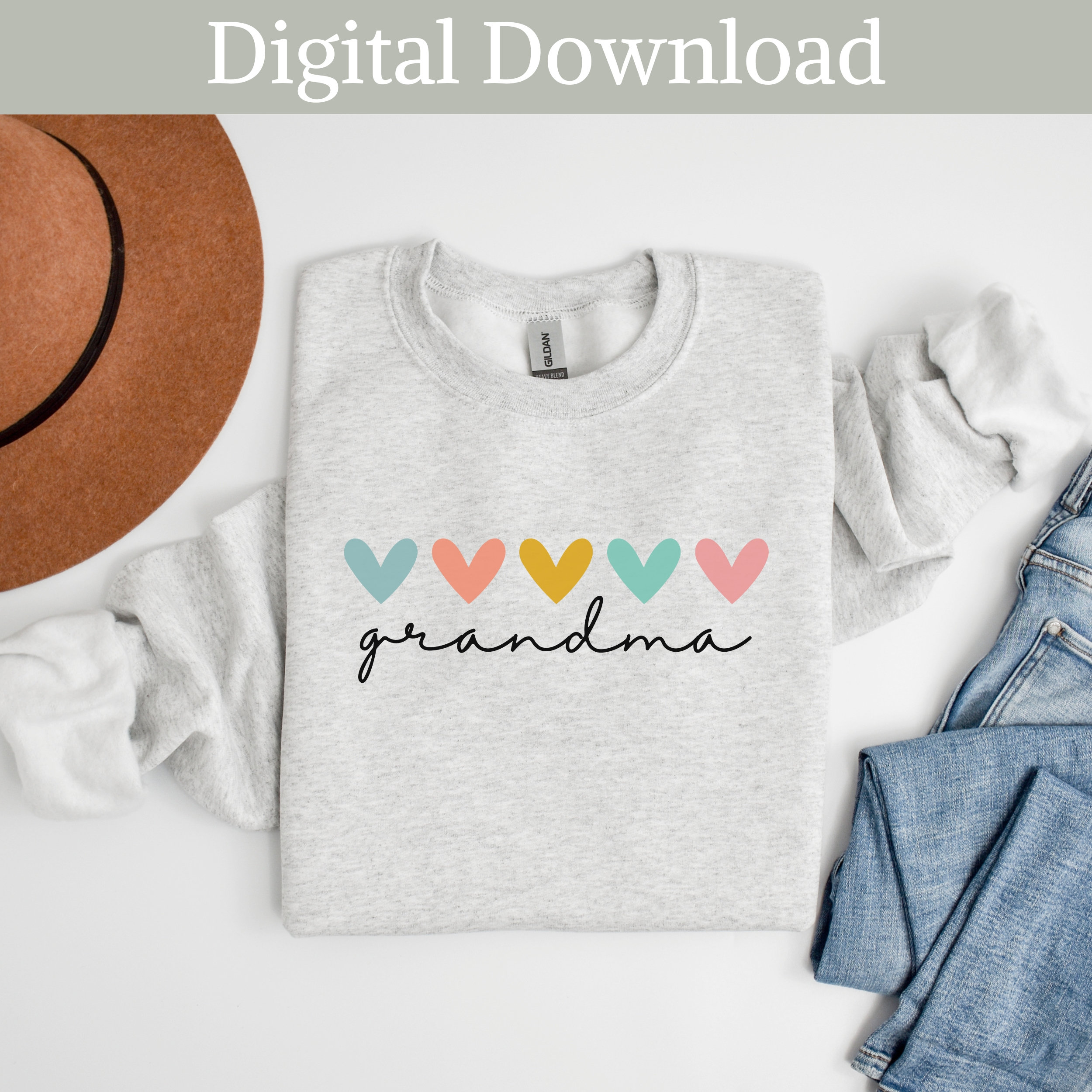Grandma Png Grandma Hearts Grandma Rainbow Grandma - Etsy