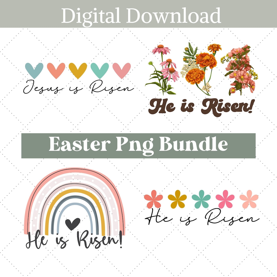 Easter Png Bundle, Easter Sublimation Bundle, He is Risen Bundle, Commercial Use, Retro Easter ...