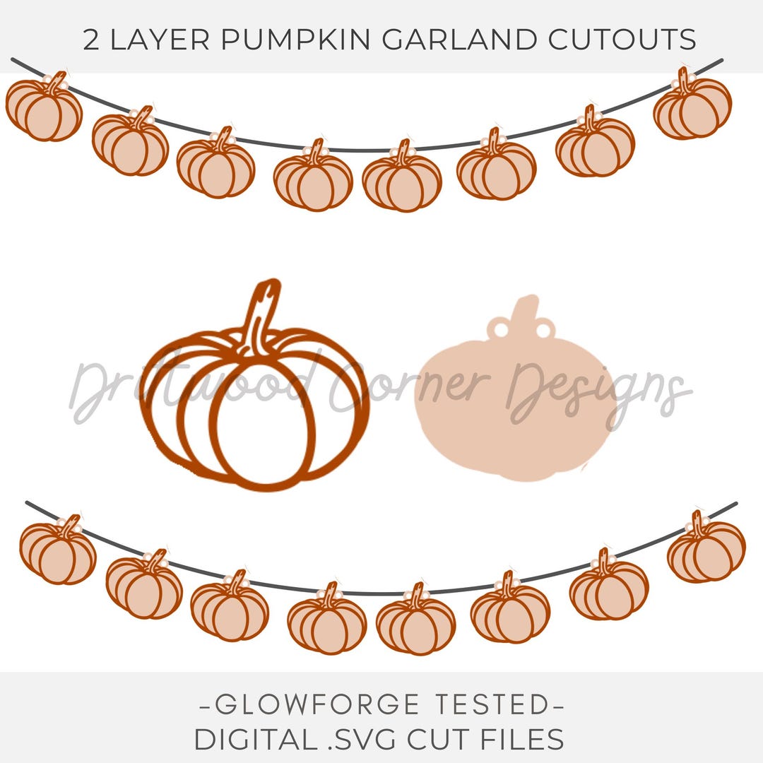 Fall Pumpkin Garland SVG Digital Cut File Bundle, Laser Cut Pumpkins ...