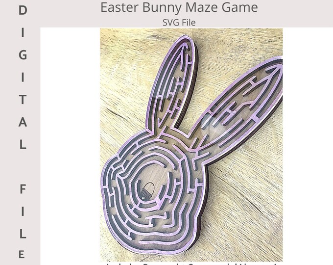 Easter Bunny Shaped Maze Game Digital SVG File for Glowforge or Similar ...