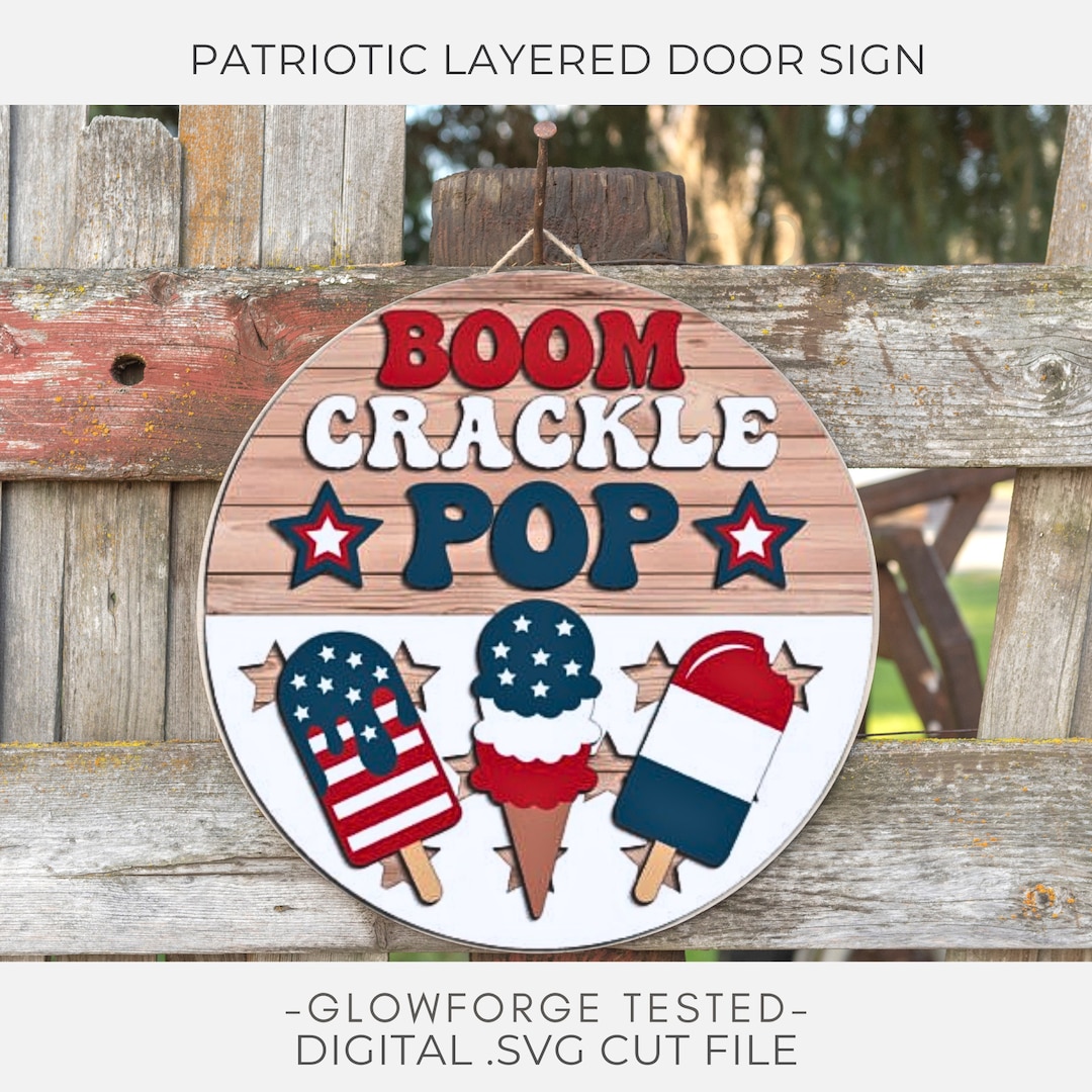 Patriotic Summer Round Porch Sign SVG Digital Bundle, Laser Cut Layered ...