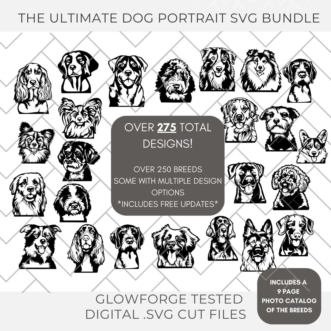The Ultimate Dog Portrait SVG & Png Bundle,over 250 Dog Breeds,dog Svg ...